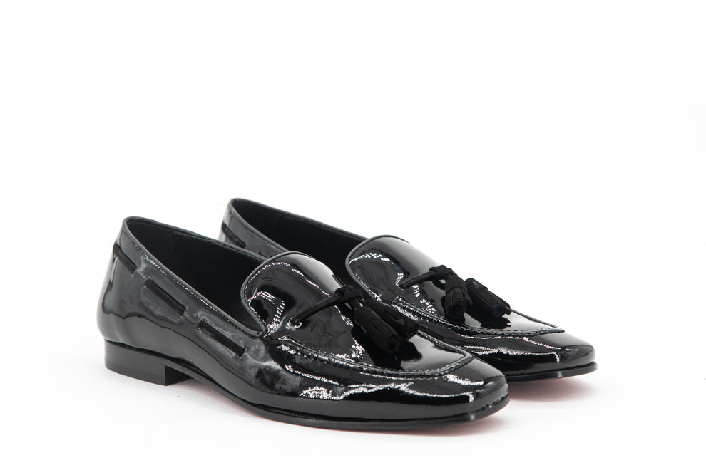 Drake Slippers with Tassels │ Black Leather - Made4Me