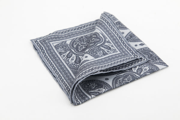 Pocket Square - Navy & White Paisley Pattern - Made4Me