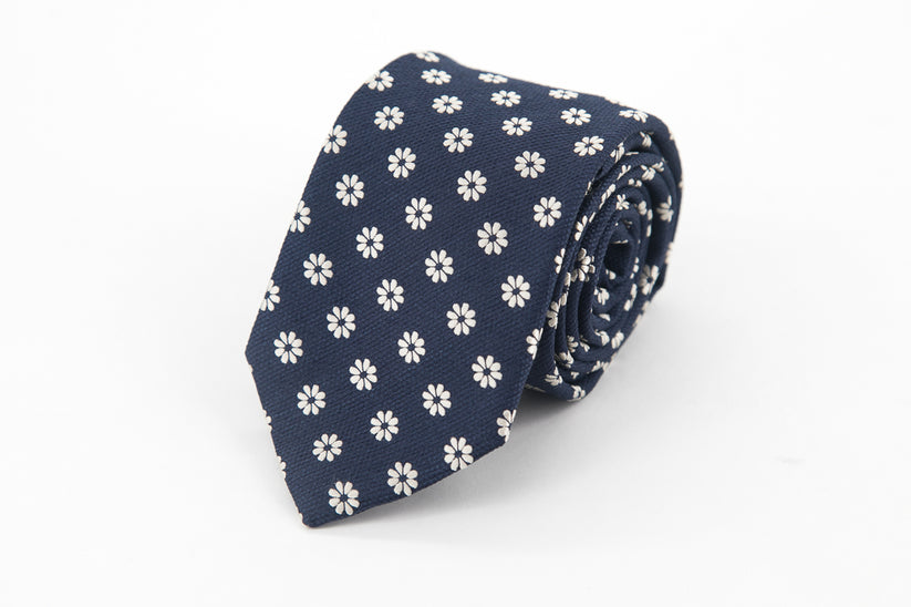 TIE - Navy with Flowers Pattern - Made4Me